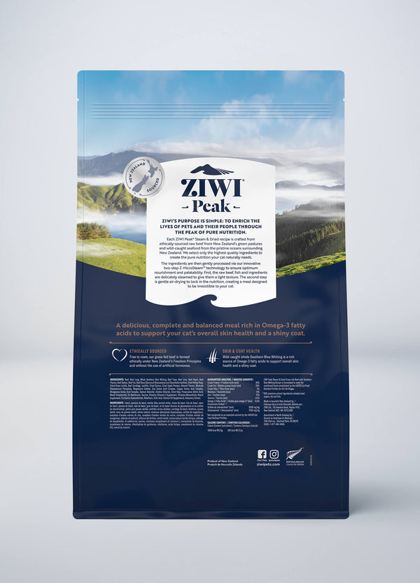 Steam & Dried Beef with Southern Blue Whiting Recipe for cats | ZIWI ...